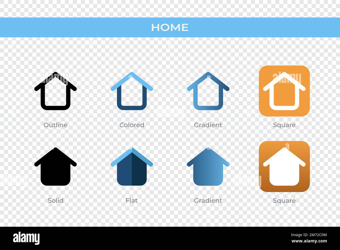 home icon in different style. home vector icons designed in outline ...