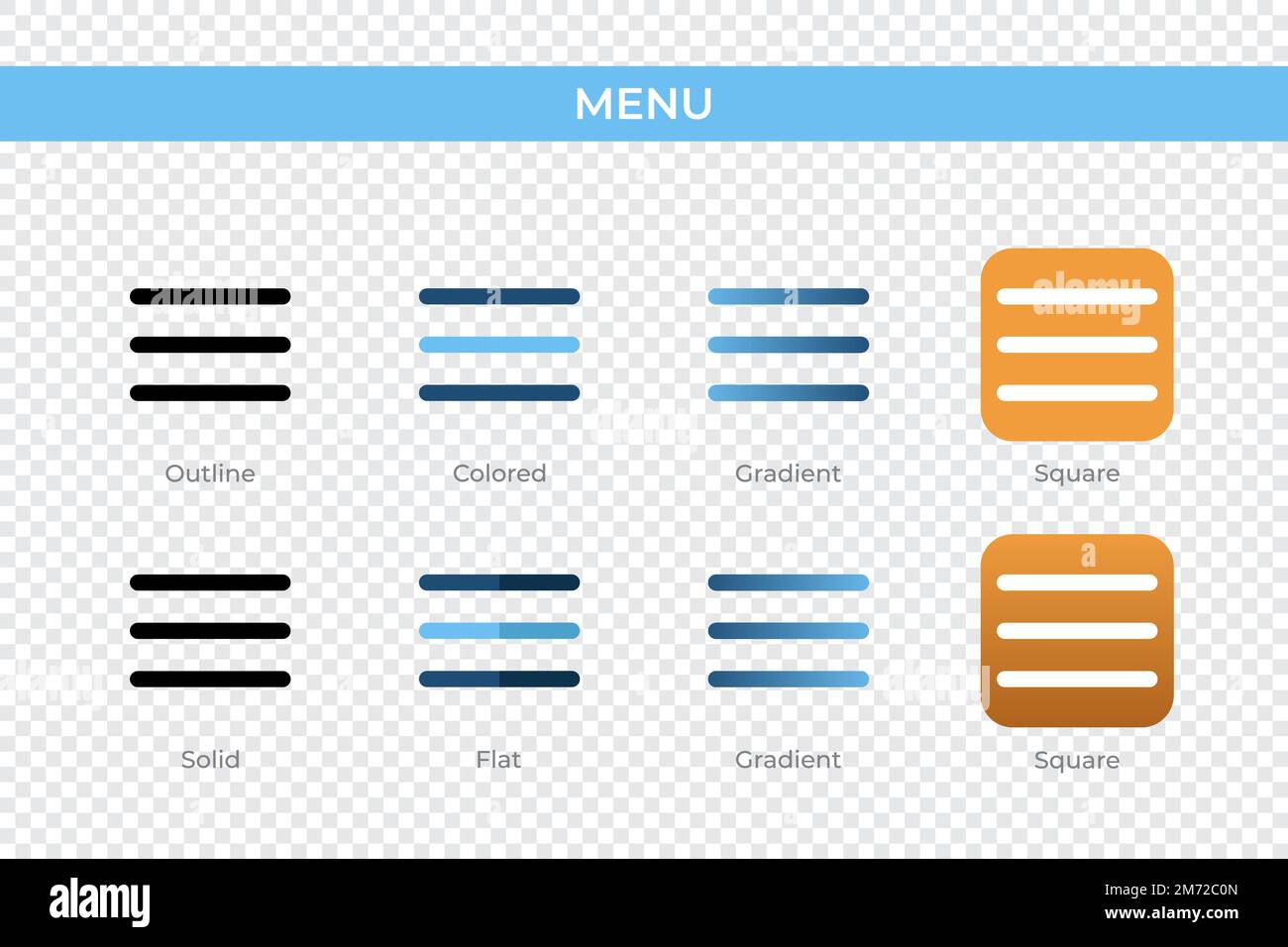 menu icon in different style. menu vector icons designed in outline ...