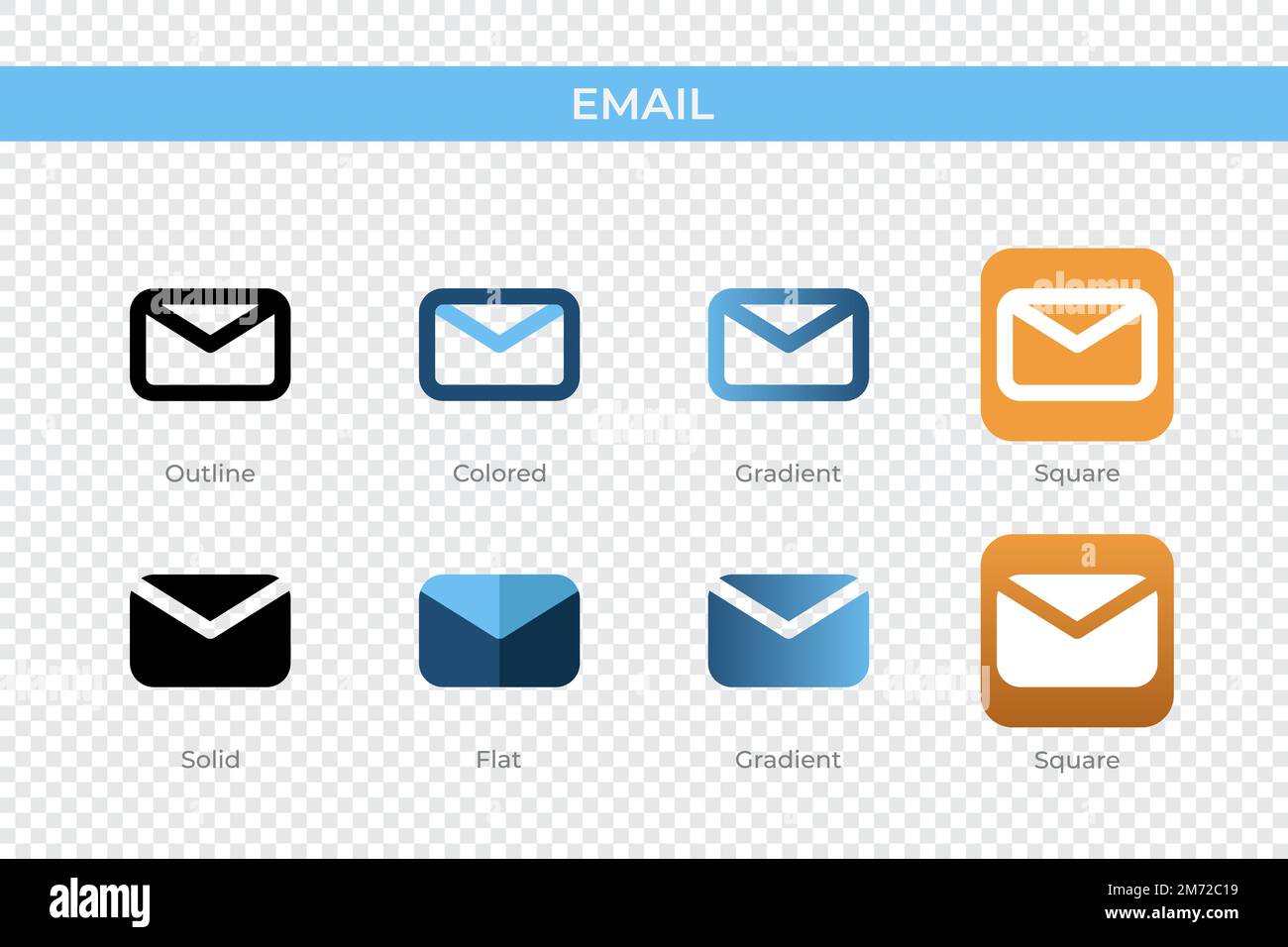 email icon in different style. email vector icons designed in outline ...