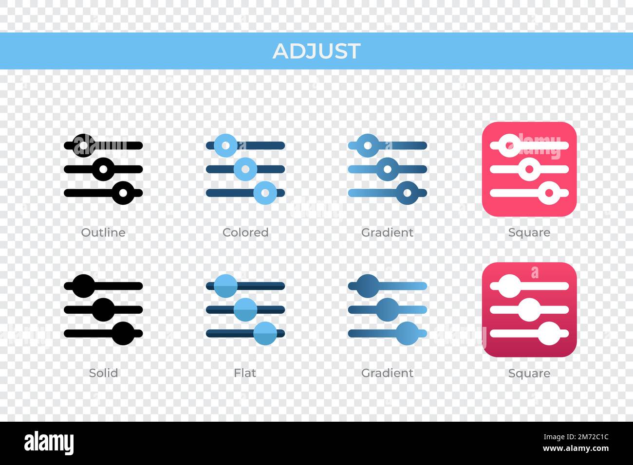 adjust icon in different style. adjust vector icons designed in outline ...