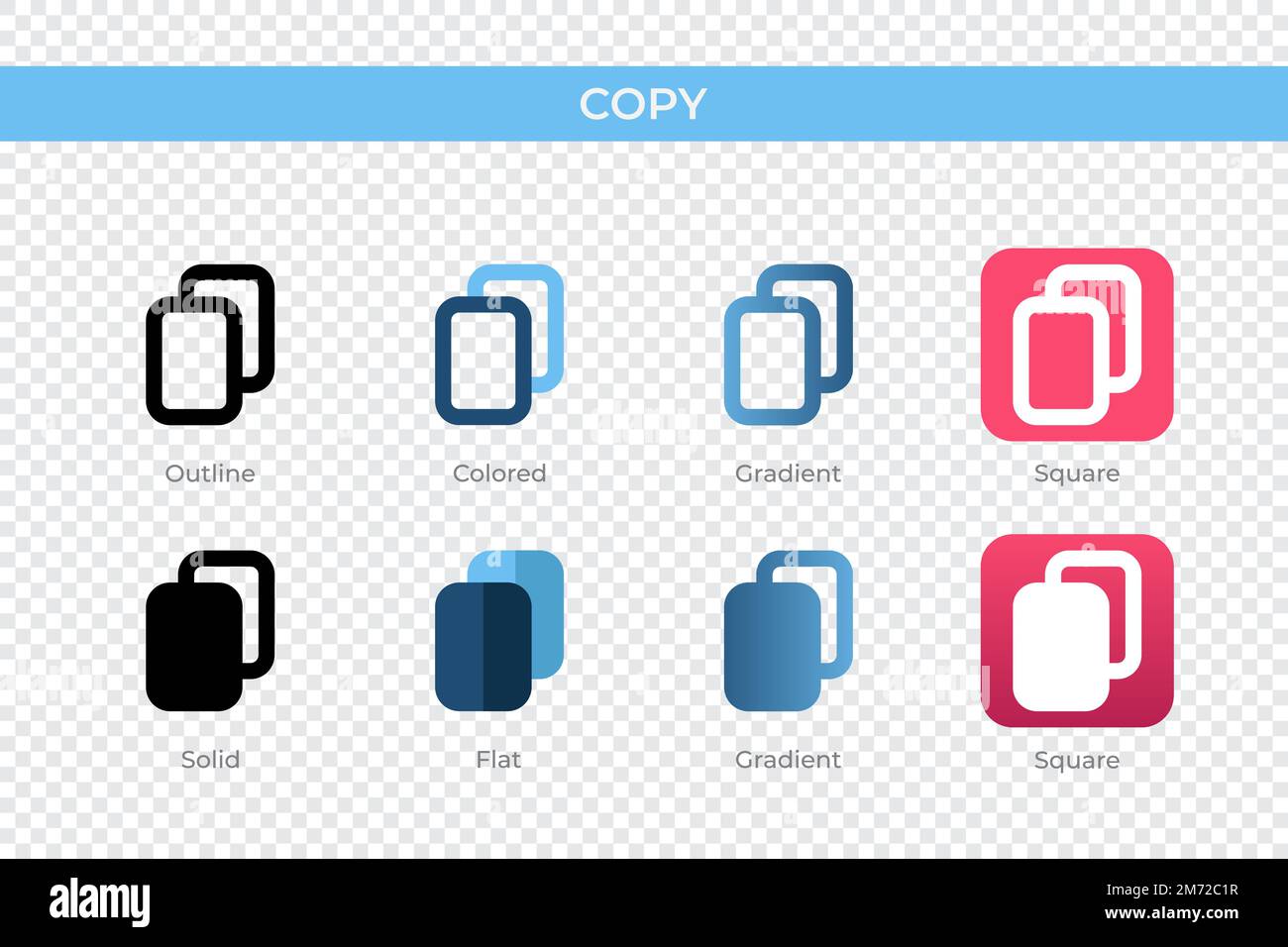 copy icon in different style. copy vector icons designed in outline ...