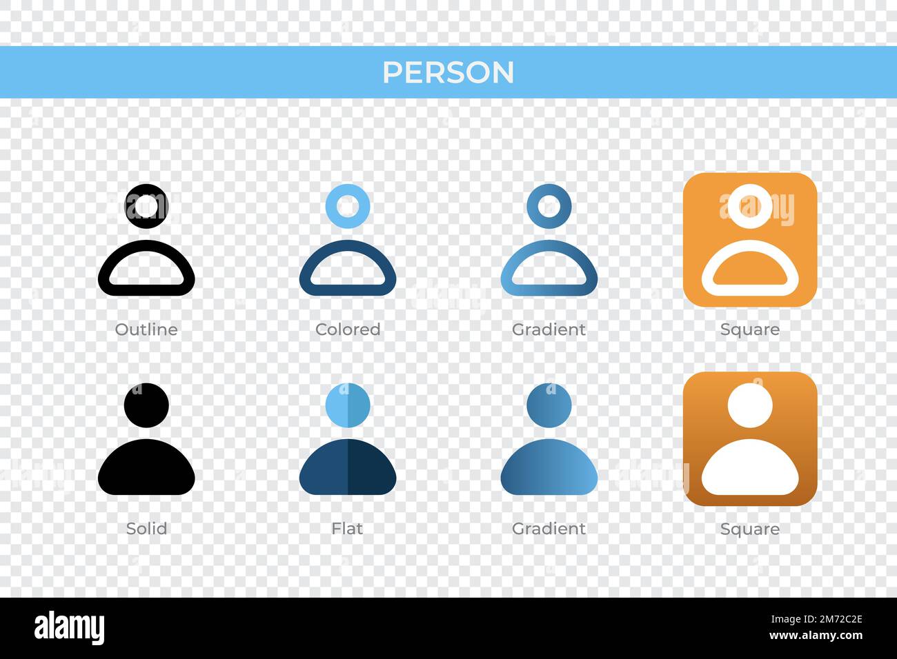 person icon in different style. person vector icons designed in outline ...
