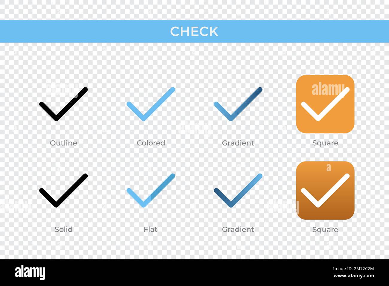 check icon in different style. check vector icons designed in outline ...