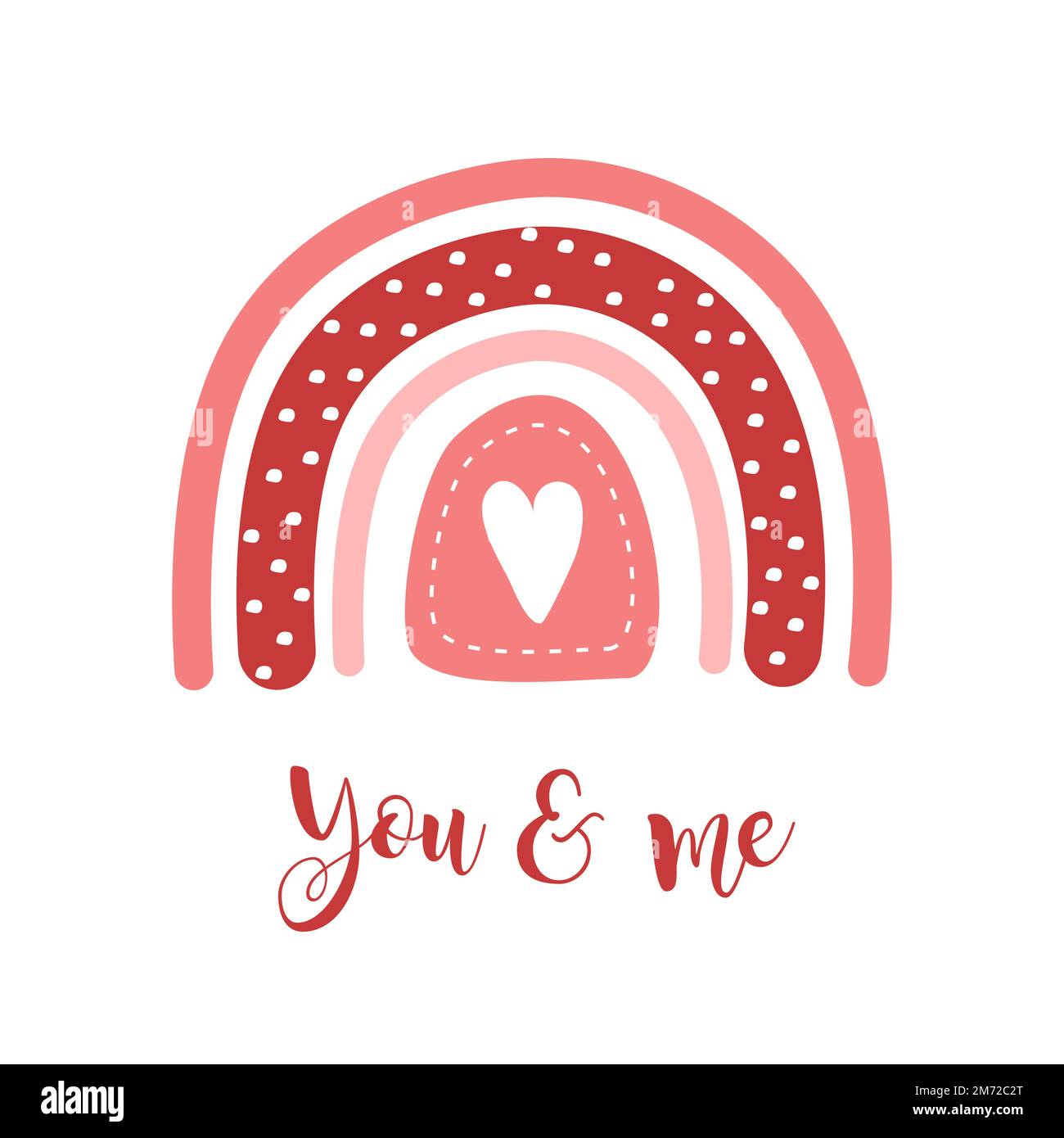 Valentines rainbow with hearts. Romantic element in boho style. Vector ...