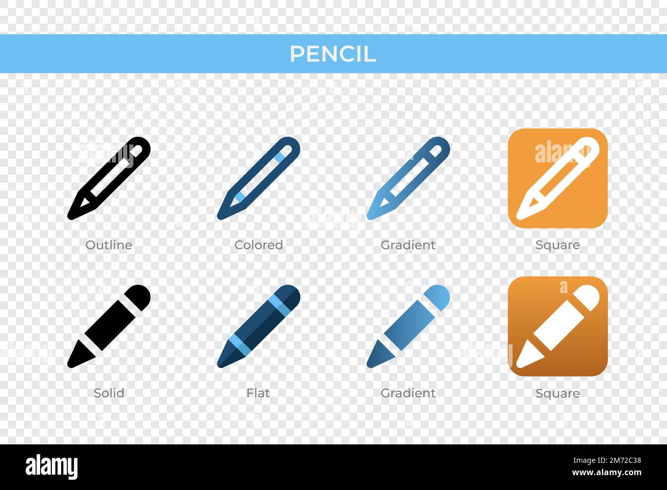 pencil icon in different style. pencil vector icons designed in outline ...