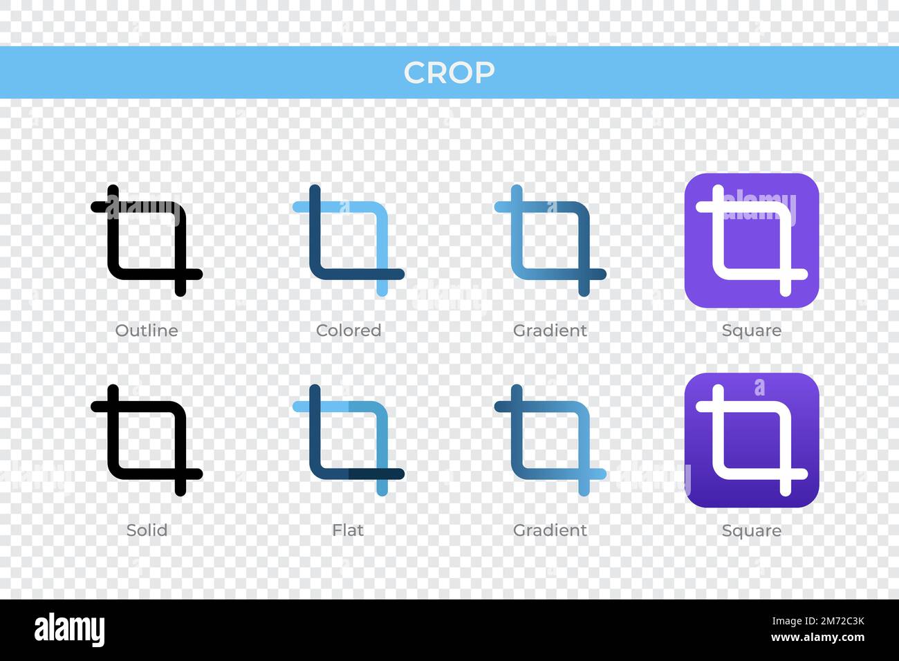 crop icon in different style. crop vector icons designed in outline ...