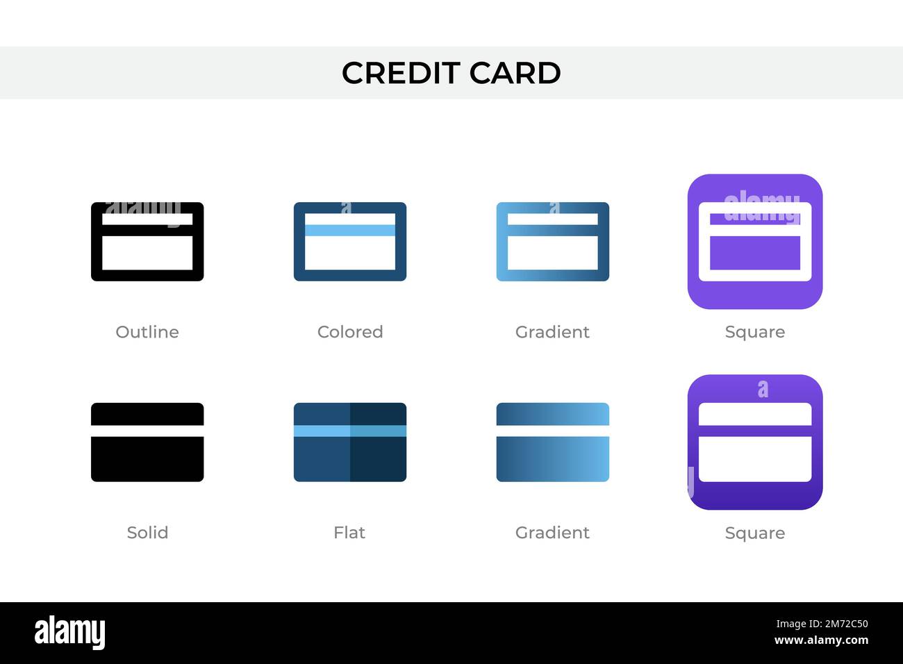 credit card icon in different style. credit card vector icons designed ...