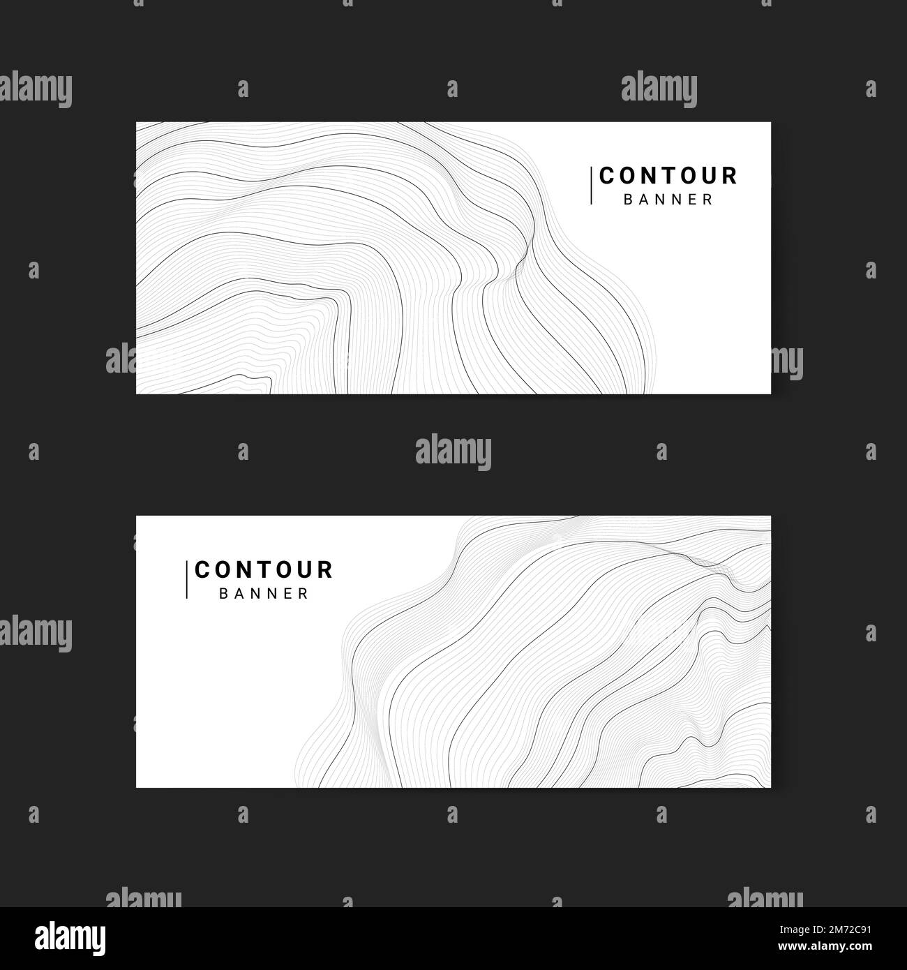 Black and white abstract map contour lines banners set Stock Vector ...