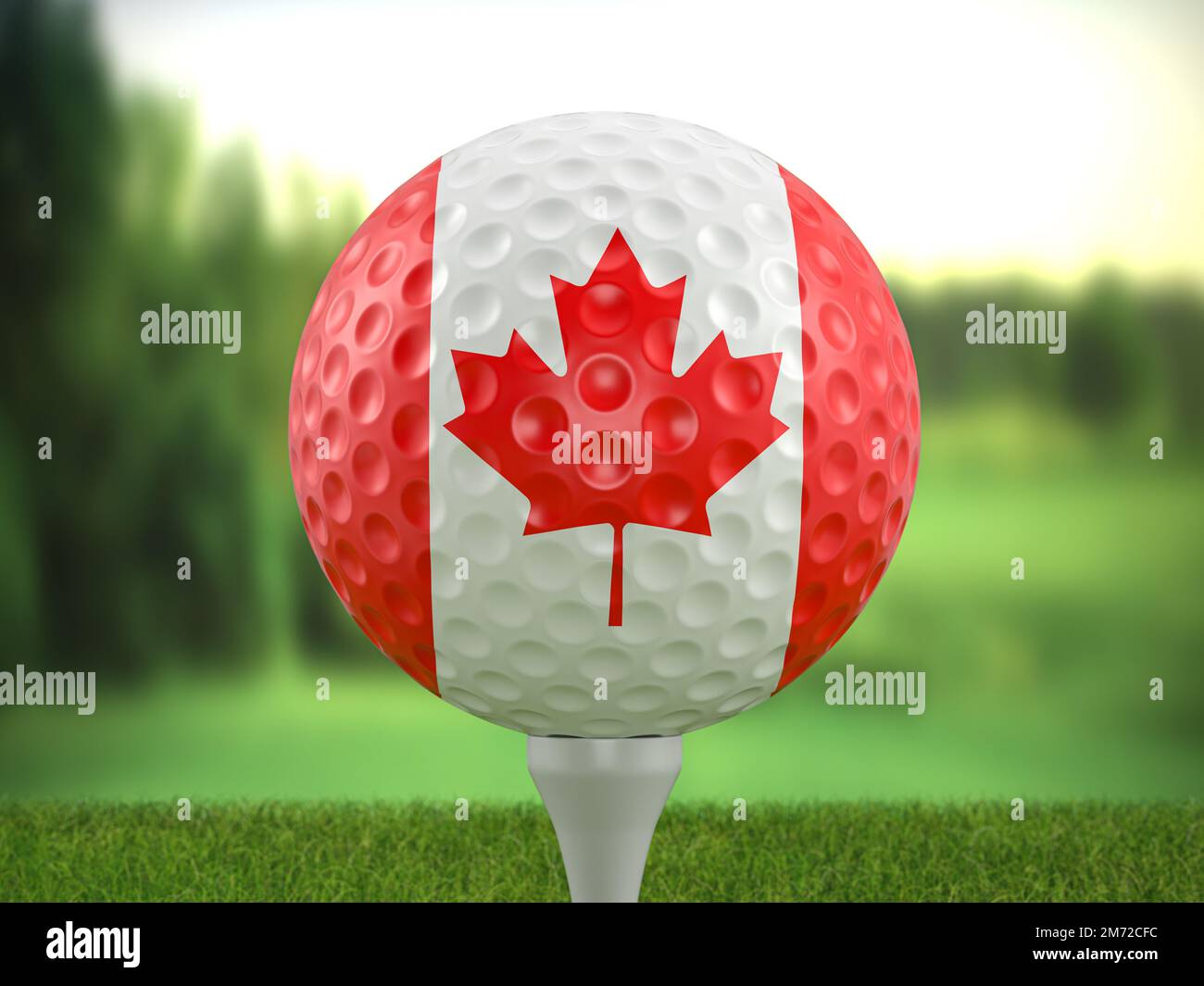 Golf ball Canada flag on a golf course. 3d illustration Stock Photo - Alamy