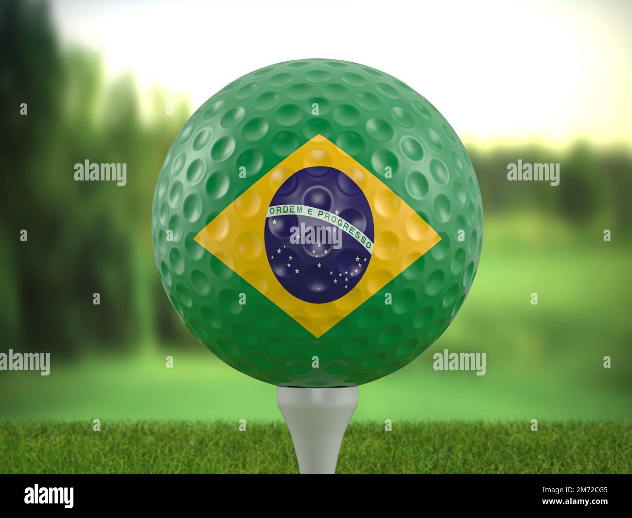 Golf ball Brazil flag on a golf course. 3d illustration Stock Photo - Alamy