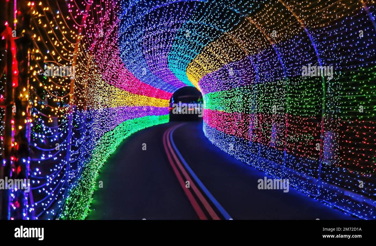 HAI'AN, CHINA - JANUARY 6, 2023 - Colorful lights inside Le Centennial ...