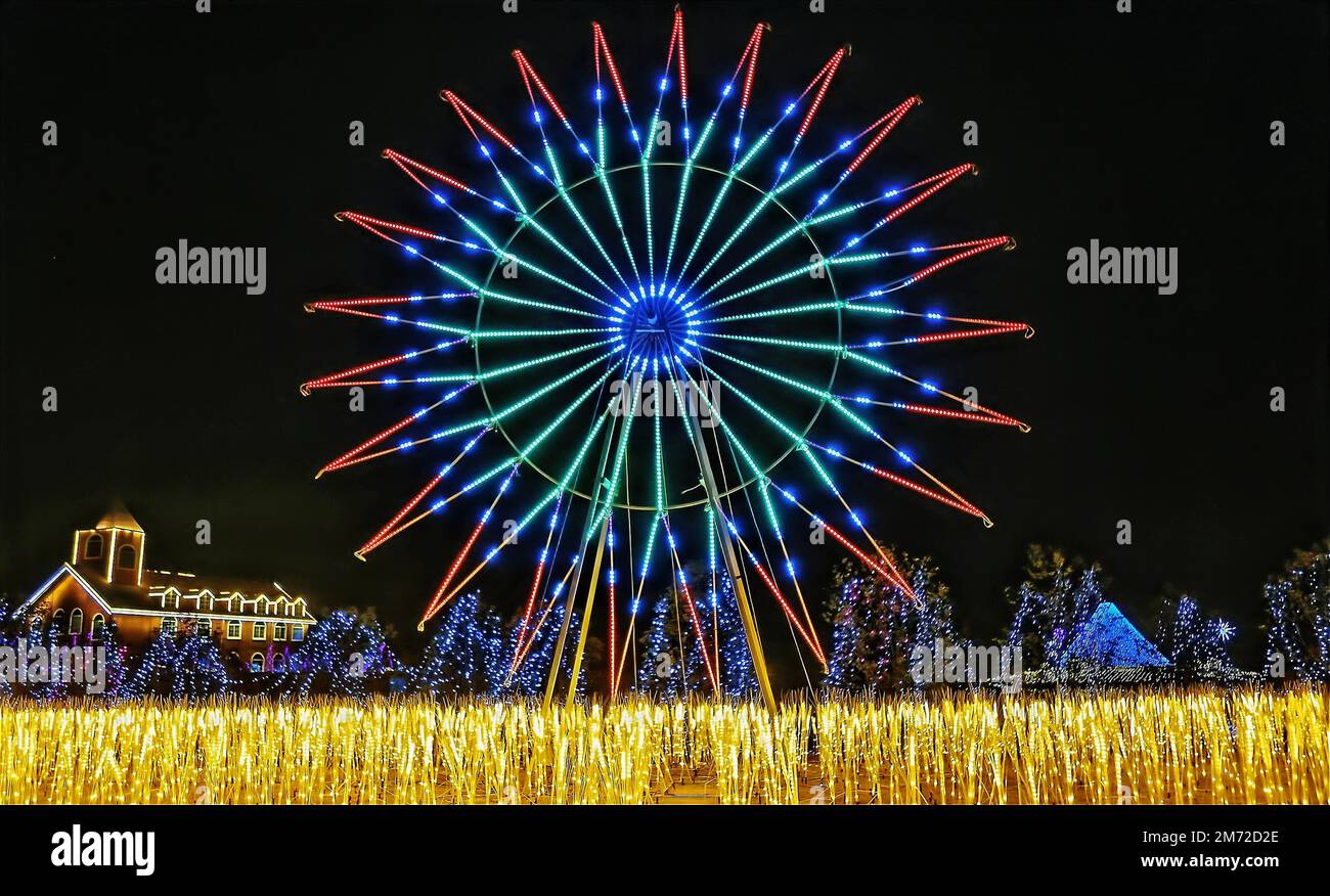 HAI'AN, CHINA - JANUARY 6, 2023 - Colorful lights inside Le Centennial ...