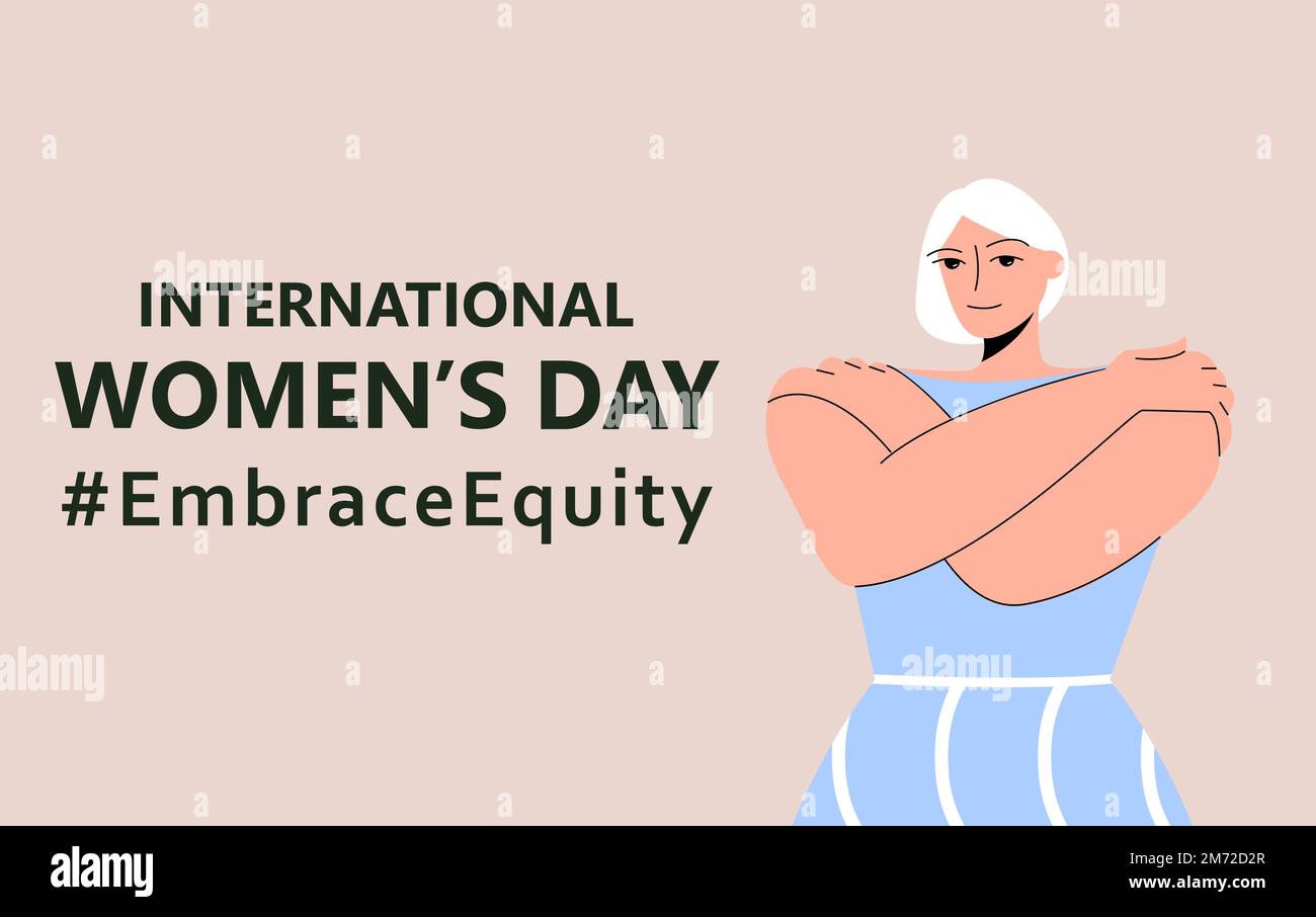 International Womens Day. IWD. 8 march. Campaign 2023 theme Hashtag EmraceEquity. Embrace Equity ...