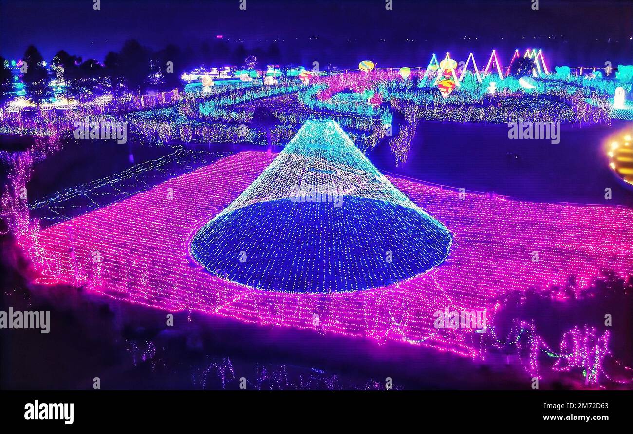 HAI'AN, CHINA - JANUARY 6, 2023 - Colorful lights inside Le Centennial ...