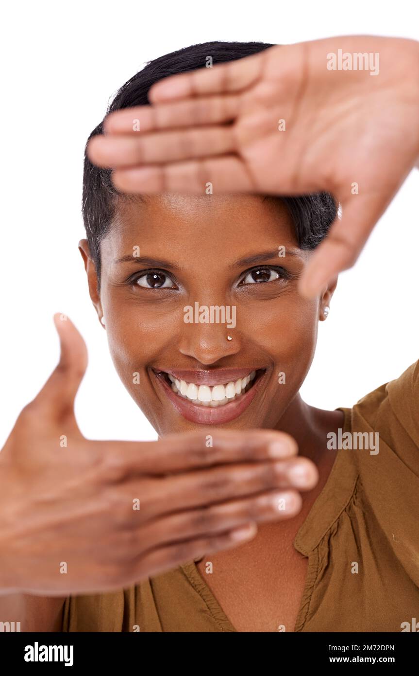 The perfect studio portrait. Studio portrait of an attractive young ...