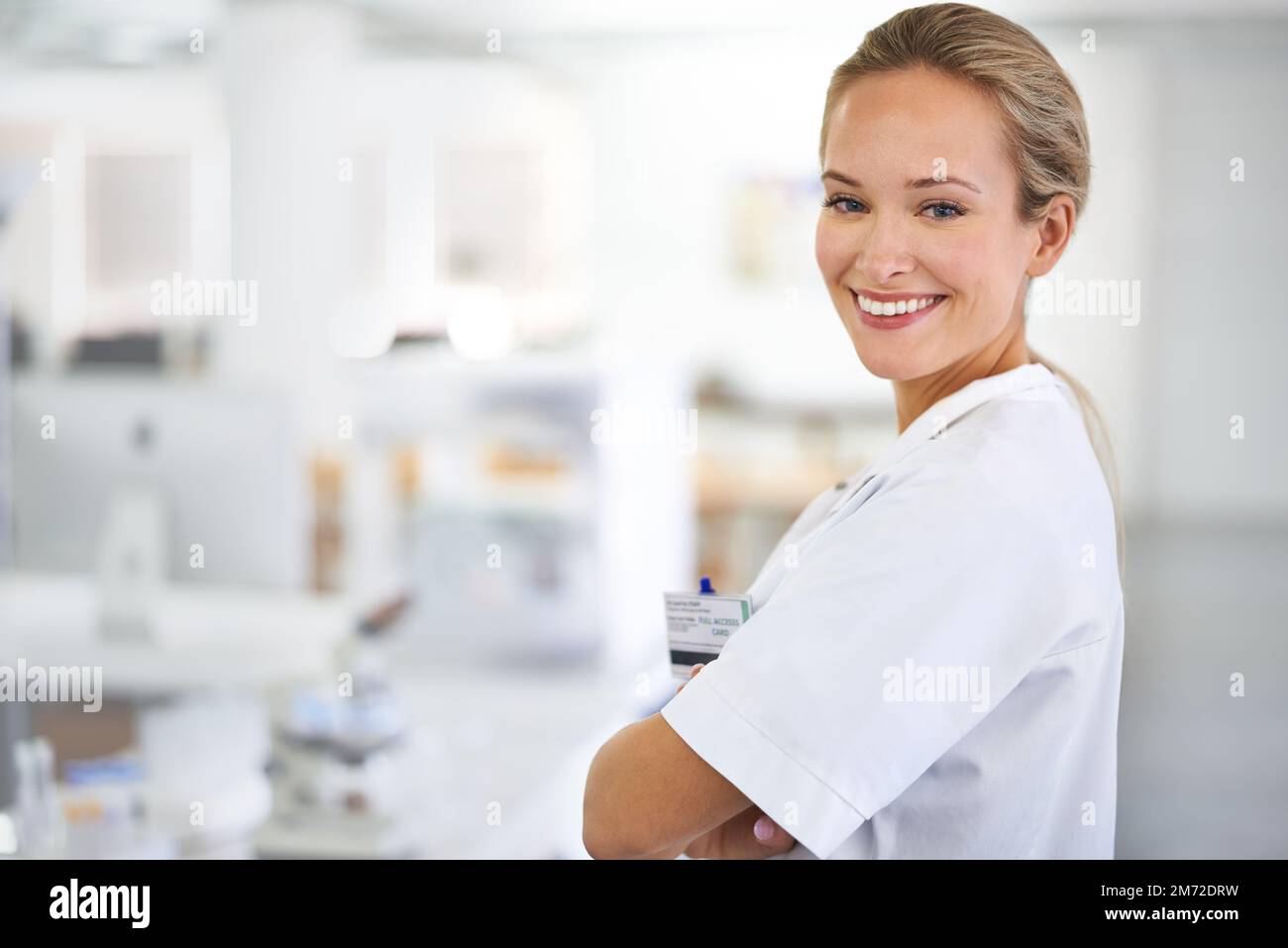 Living lab. A cropped portrait of a beautiful scientist standing in her ...