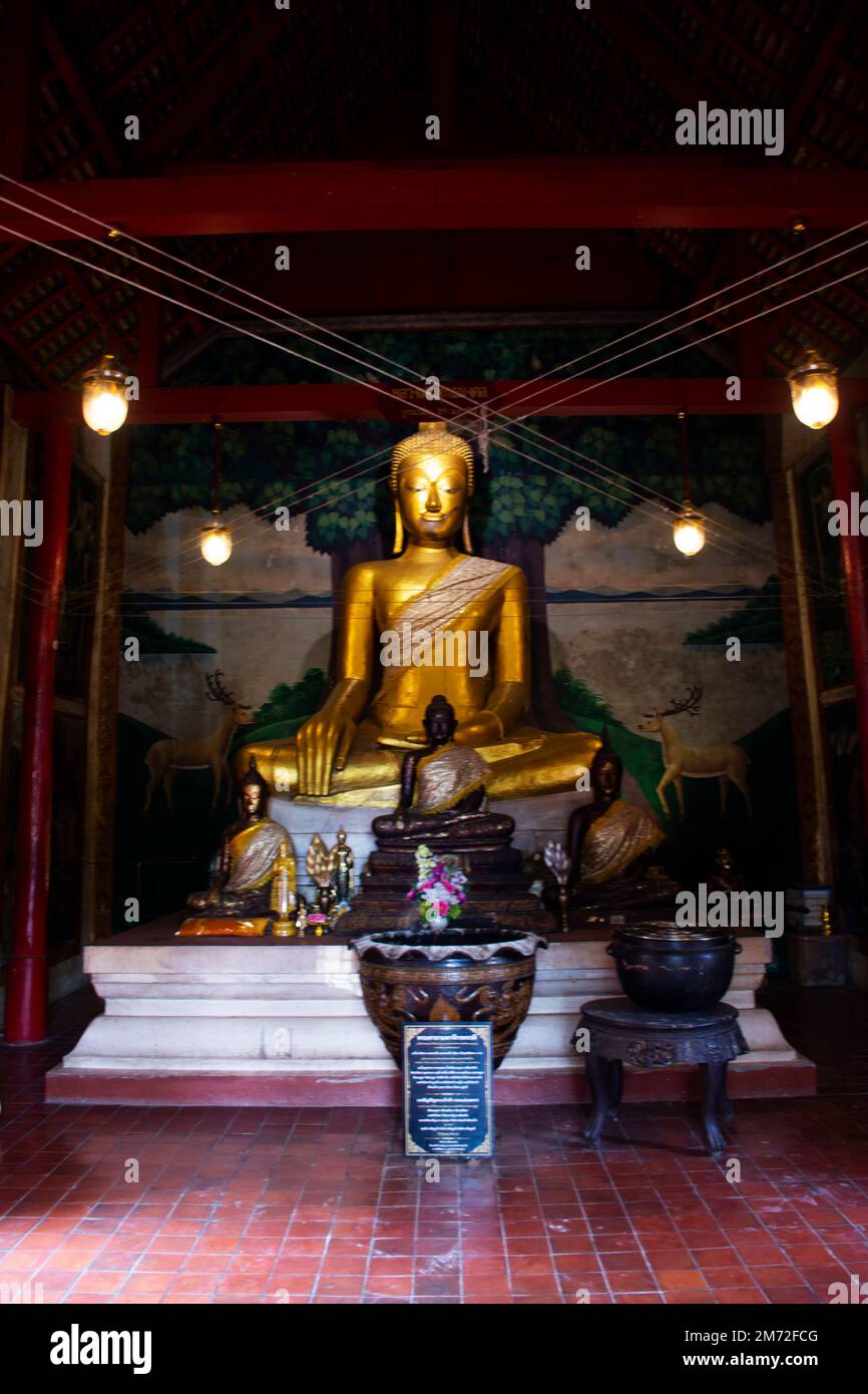 Ancient antique buddha statue for thai people traveler travel visit and ...