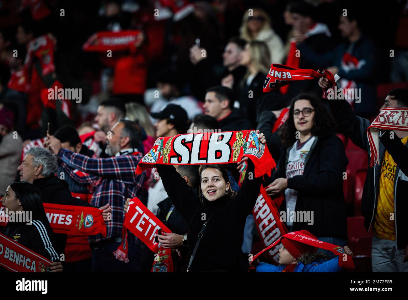 Lisbon, Portugal. 06th Jan, 2023. Fans of SL Benfica during the Liga Portugal Bwin match between ...