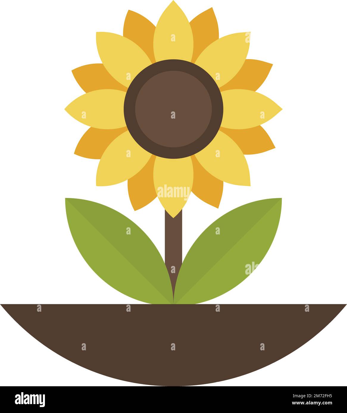 sunflower illustration in minimal style isolated on background Stock ...