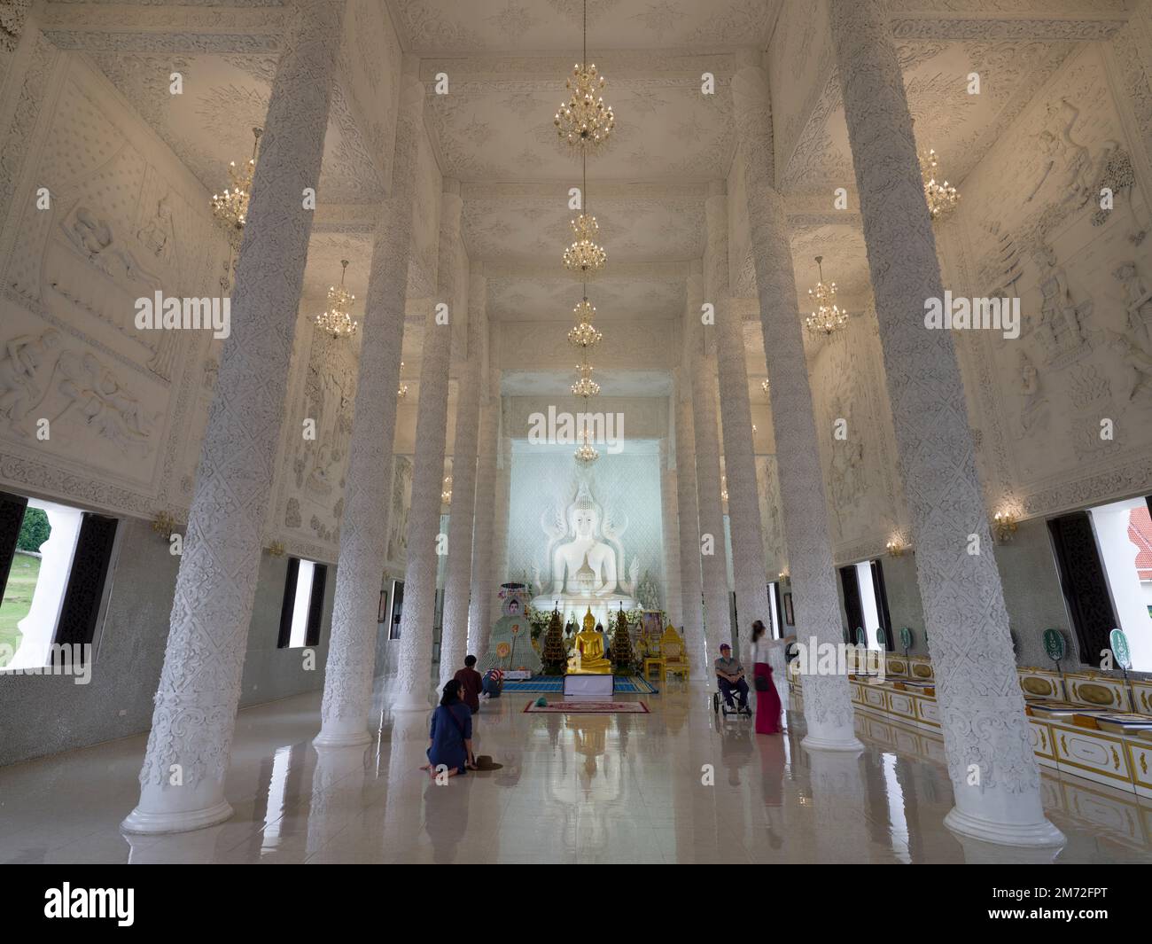 Chiang Rai, Thailand. November 17, 2022.People praying inside Wat Huay ...