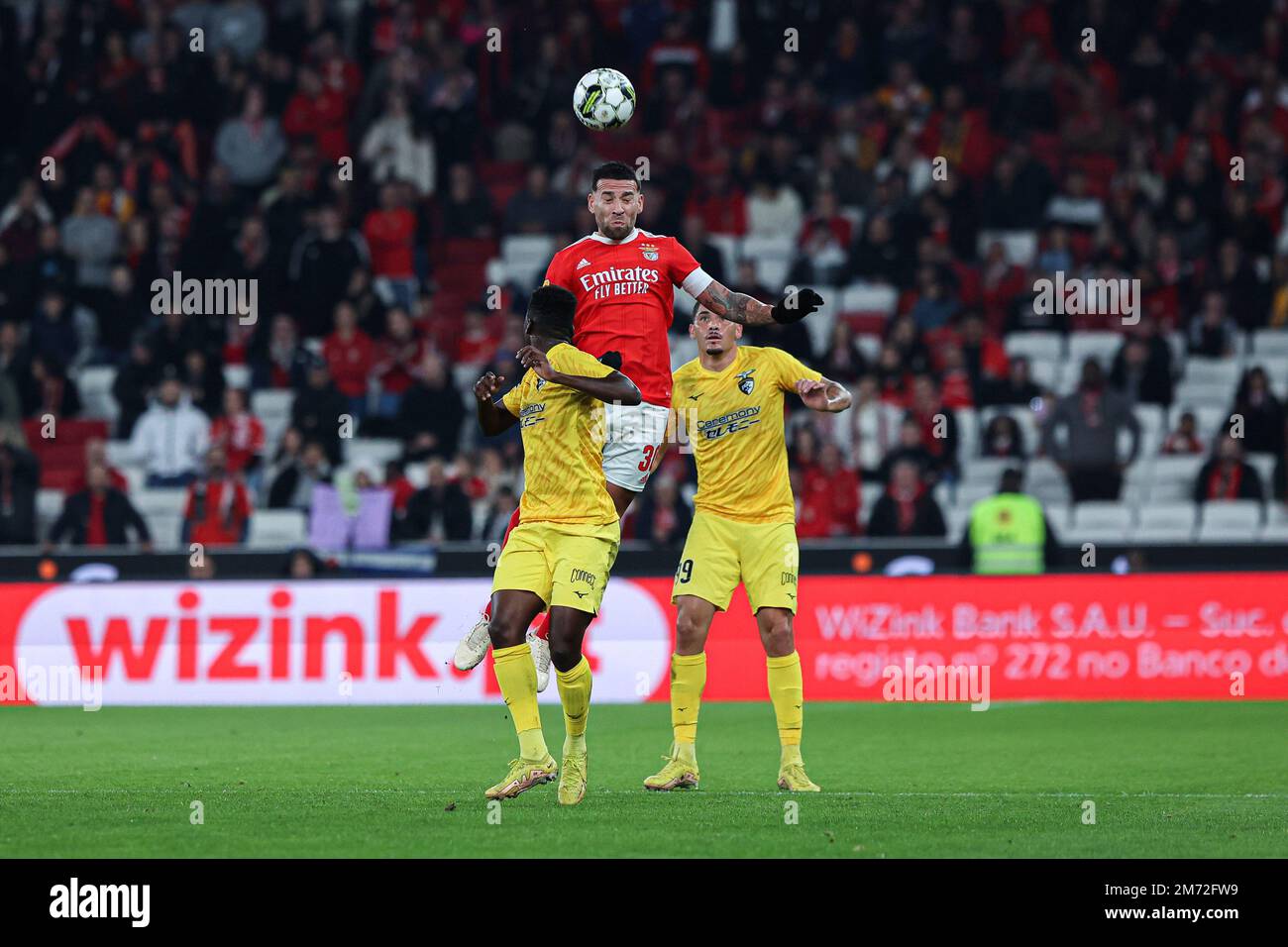 Lisbon, Portugal. 06th Jan, 2023. Nicolás Otamendi of SL Benfica (C) during the Liga Portugal ...