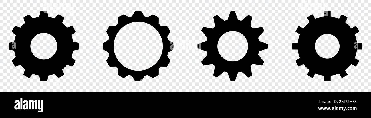 Gear set. Black gear wheel icons. Gear setting vector icon set ...