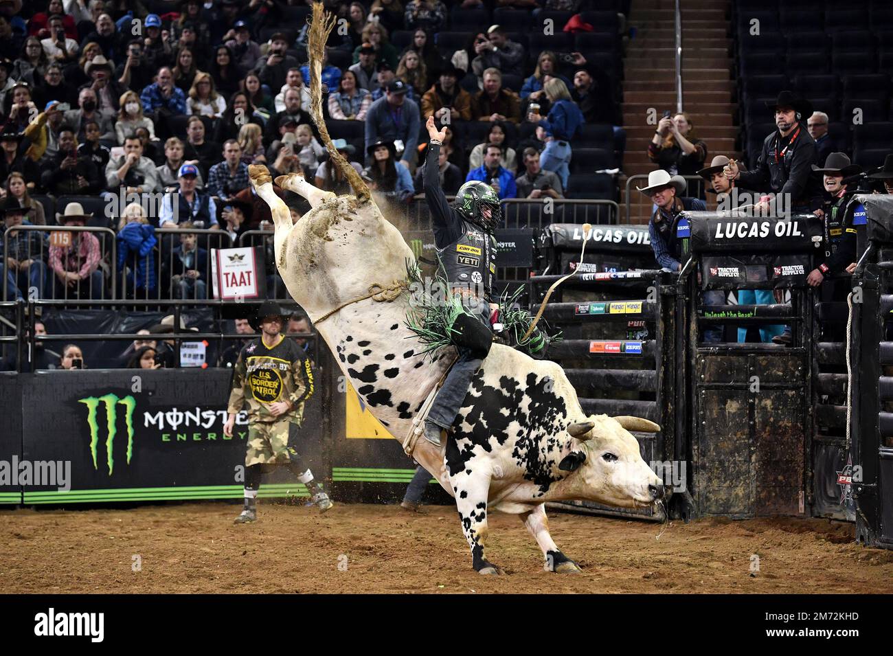 Professional Bull Rider Chase Outlaw (USA) rides a bull named The ...