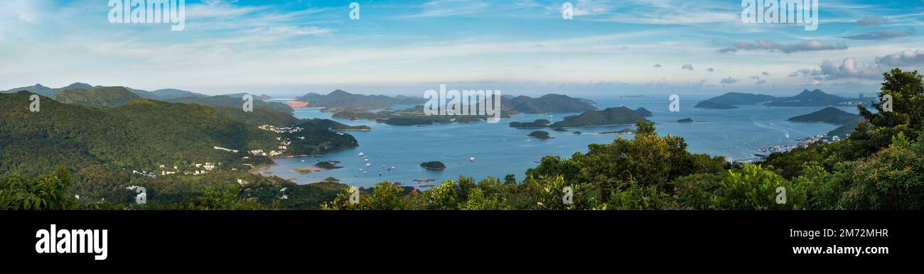 Hi-res panorama of Sai Kung town, Rocky Harbour, Port Shelter, Sai Kung East Country Park, and ...