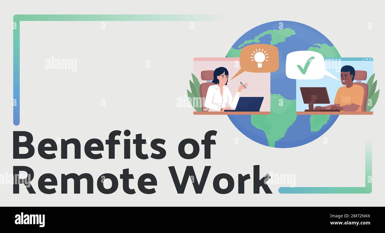 Benefits of remote work flat vector banner template Stock Vector Image ...