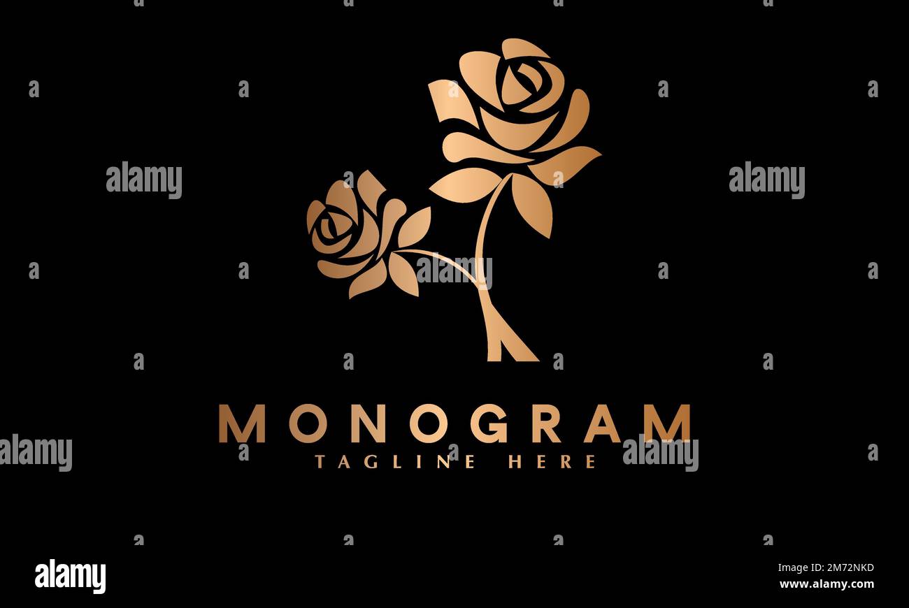 Rose flower logo vector monogram template Stock Vector Image & Art - Alamy