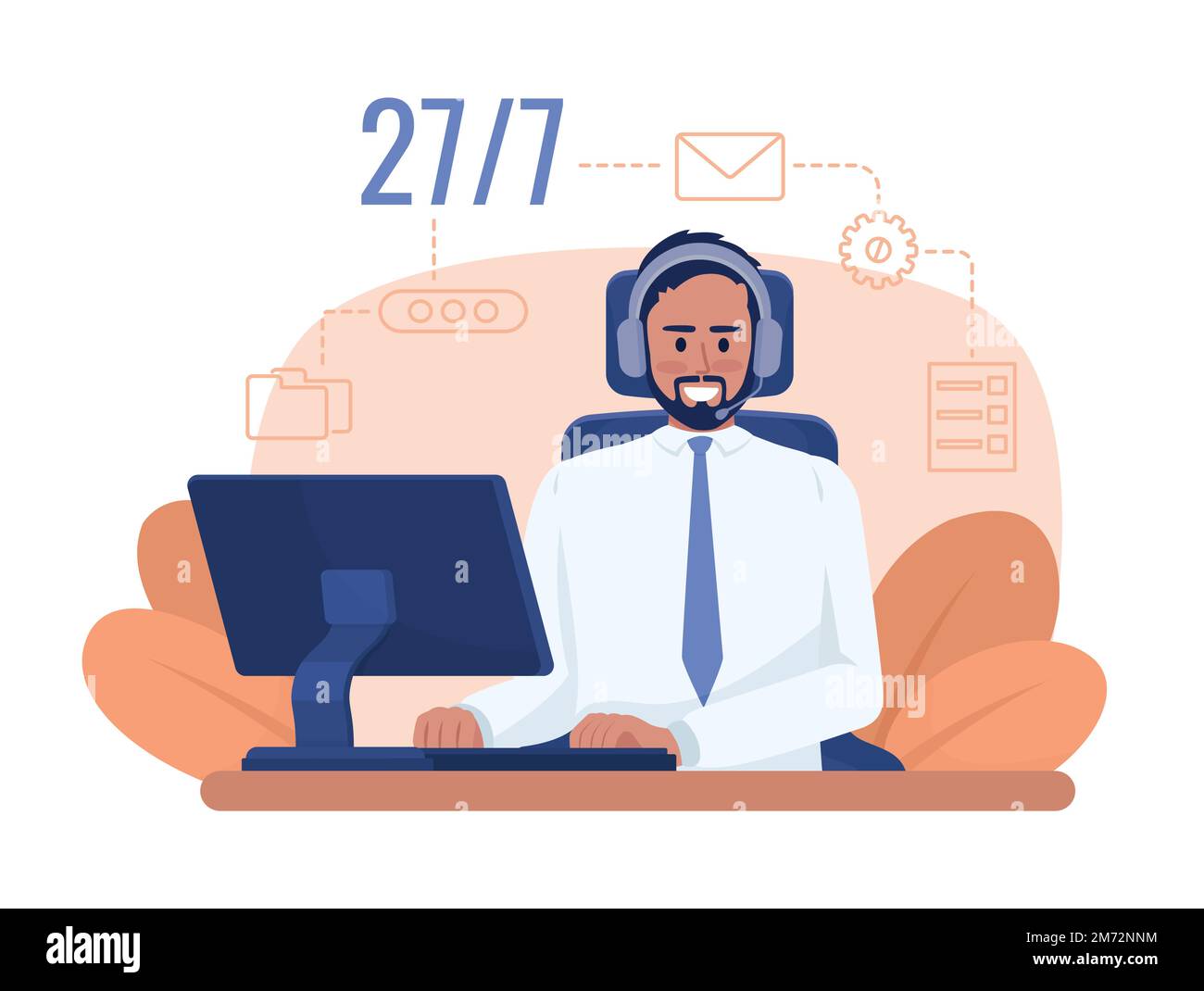 Customer service in banking 2D vector isolated illustration Stock ...