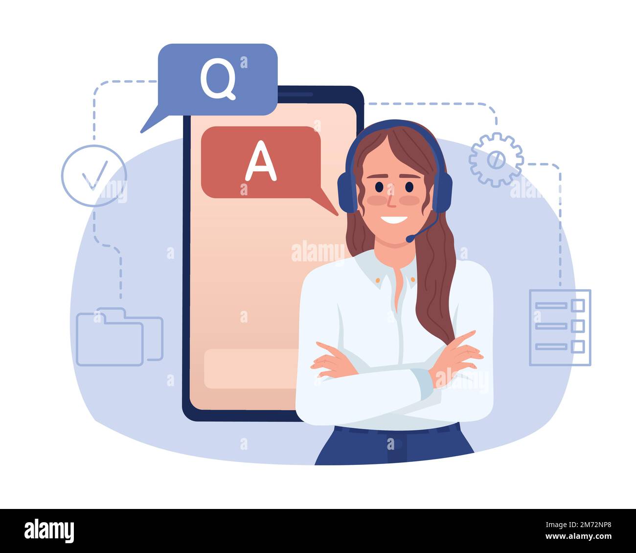 Providing excellent customer service 2D vector isolated illustration ...