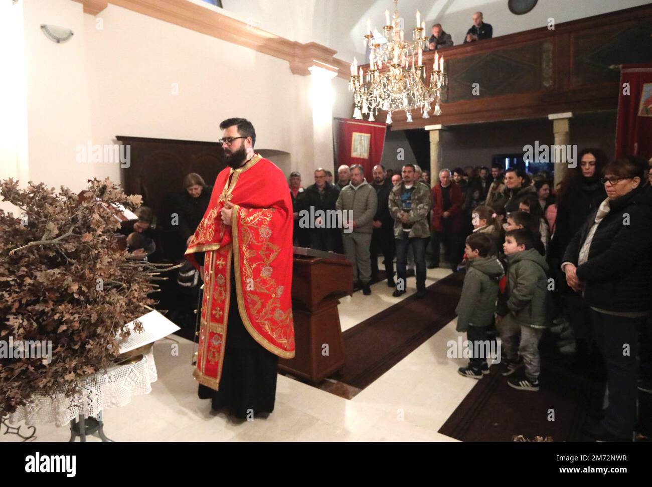 Father Borislav Kovacevic during ceremony on the Orthodox Christmas Eve ...