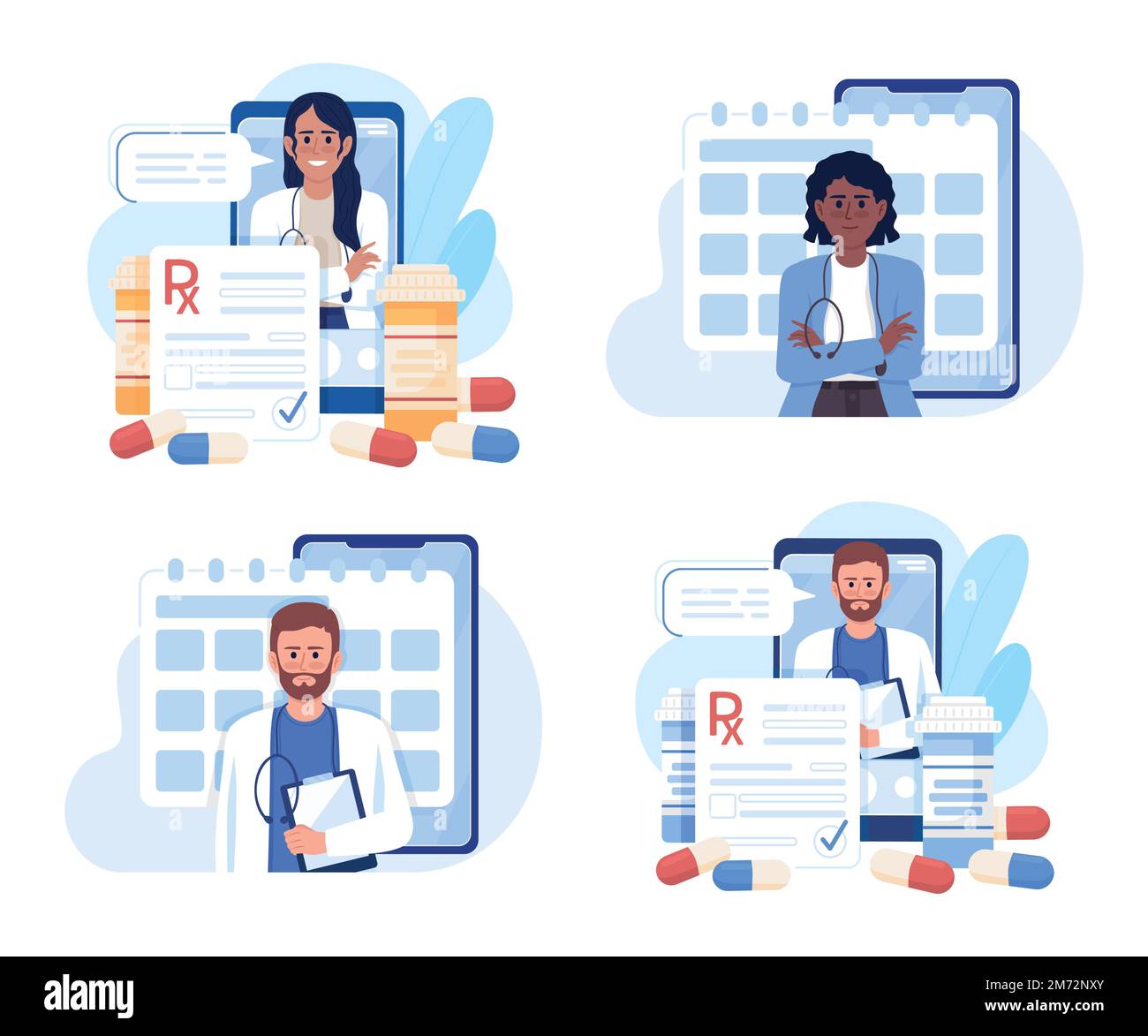 Telemedicine flat concept vector illustration set Stock Vector Image ...