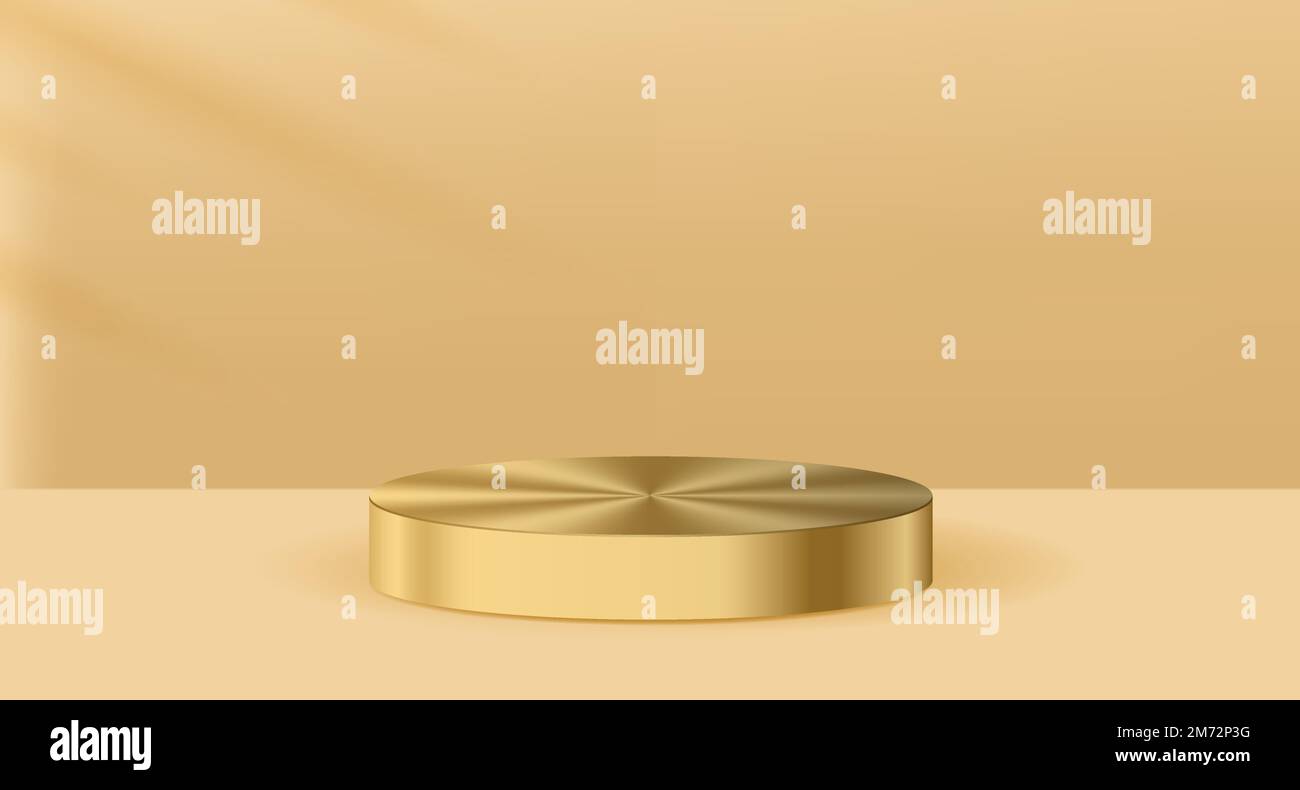 Gold podium or showcase to place products. 3d style podium gold luxury ...
