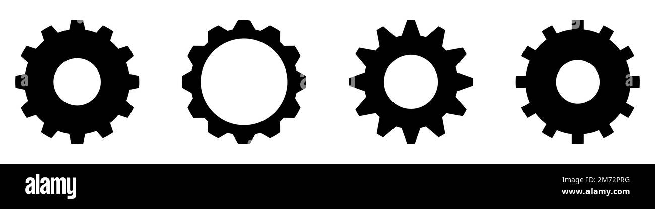 Gear set. Black gear wheel icons. Gear setting vector icon set ...