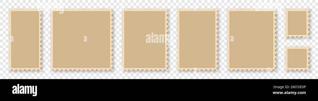 Blank postage stamps frames set. Mockup postage stamps with shadow ...
