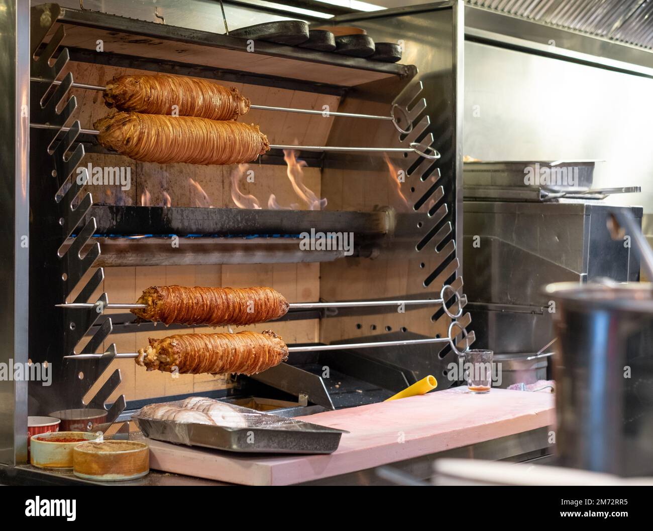 Turkish Street Flavors Kokorec Made From Cooked Sheep Intestines ...