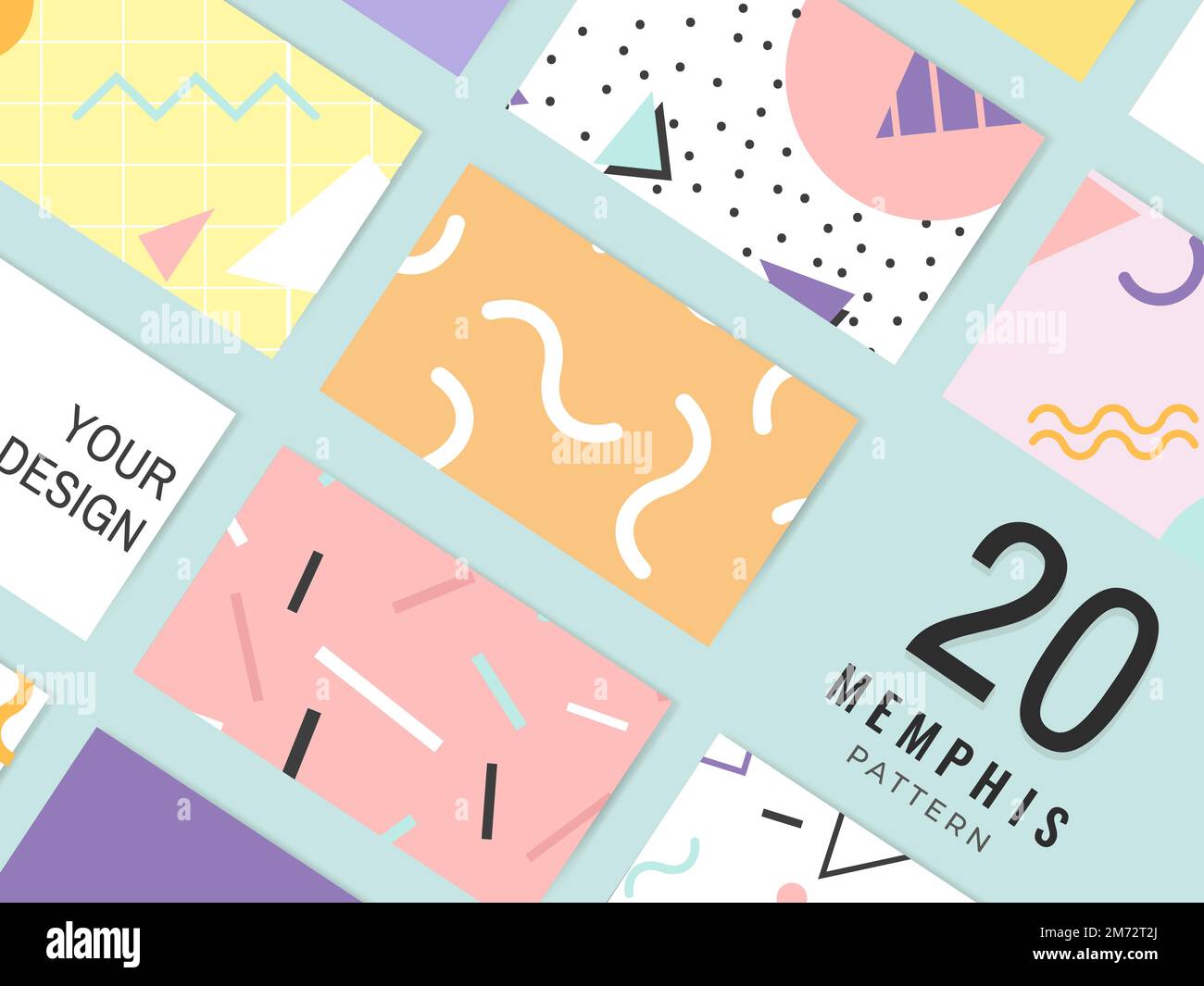 Colorful geometric memphis style cards set Stock Vector Image & Art - Alamy