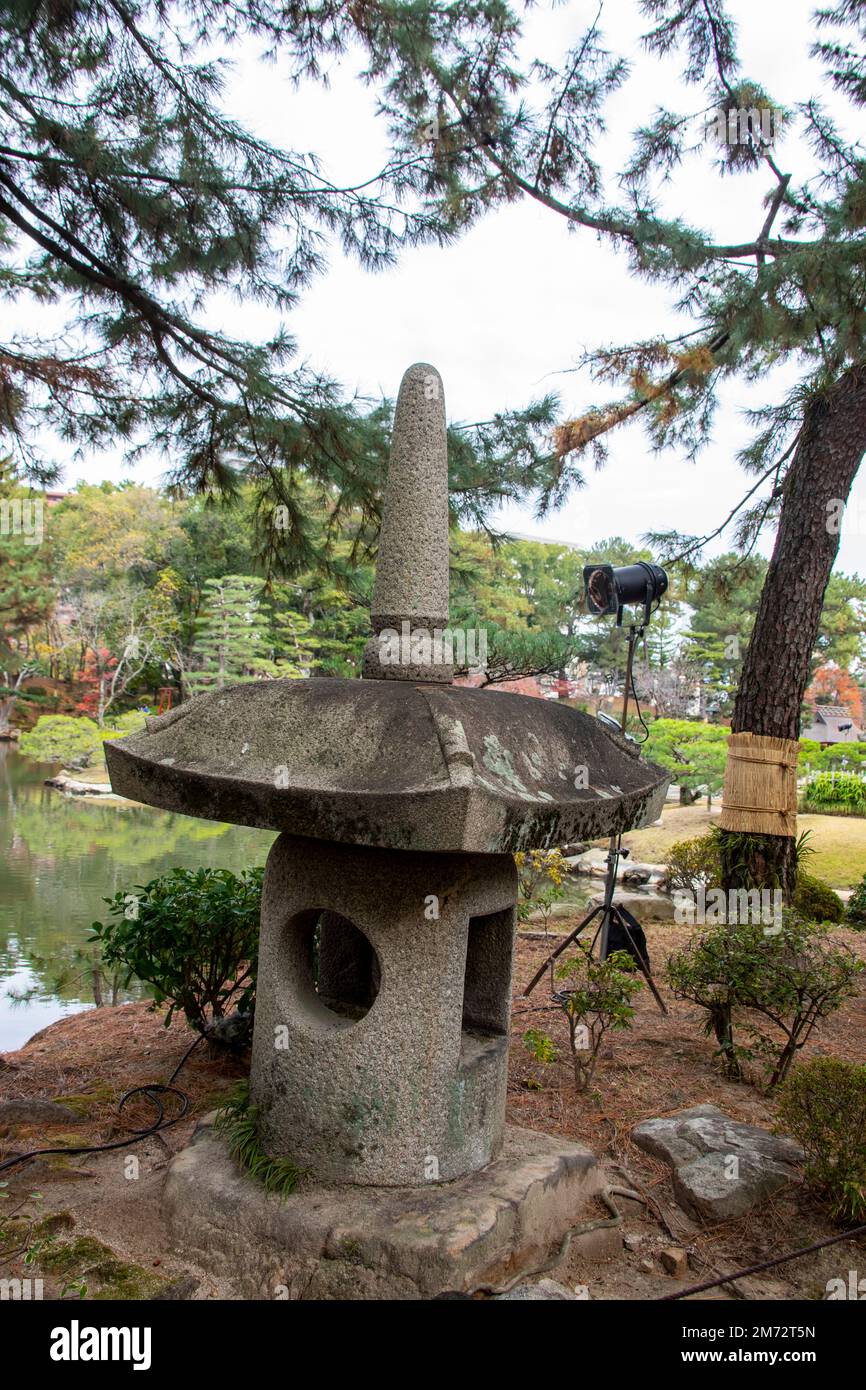 The "Yang Qui Fei" style Stone Lantern in Shukkei-en, a historic ...