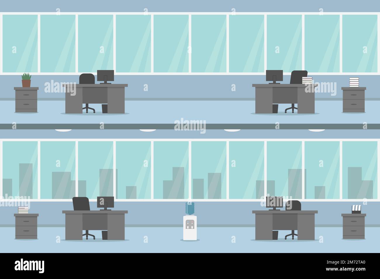 Interior of empty two-level office room. Vector Stock Vector Image ...