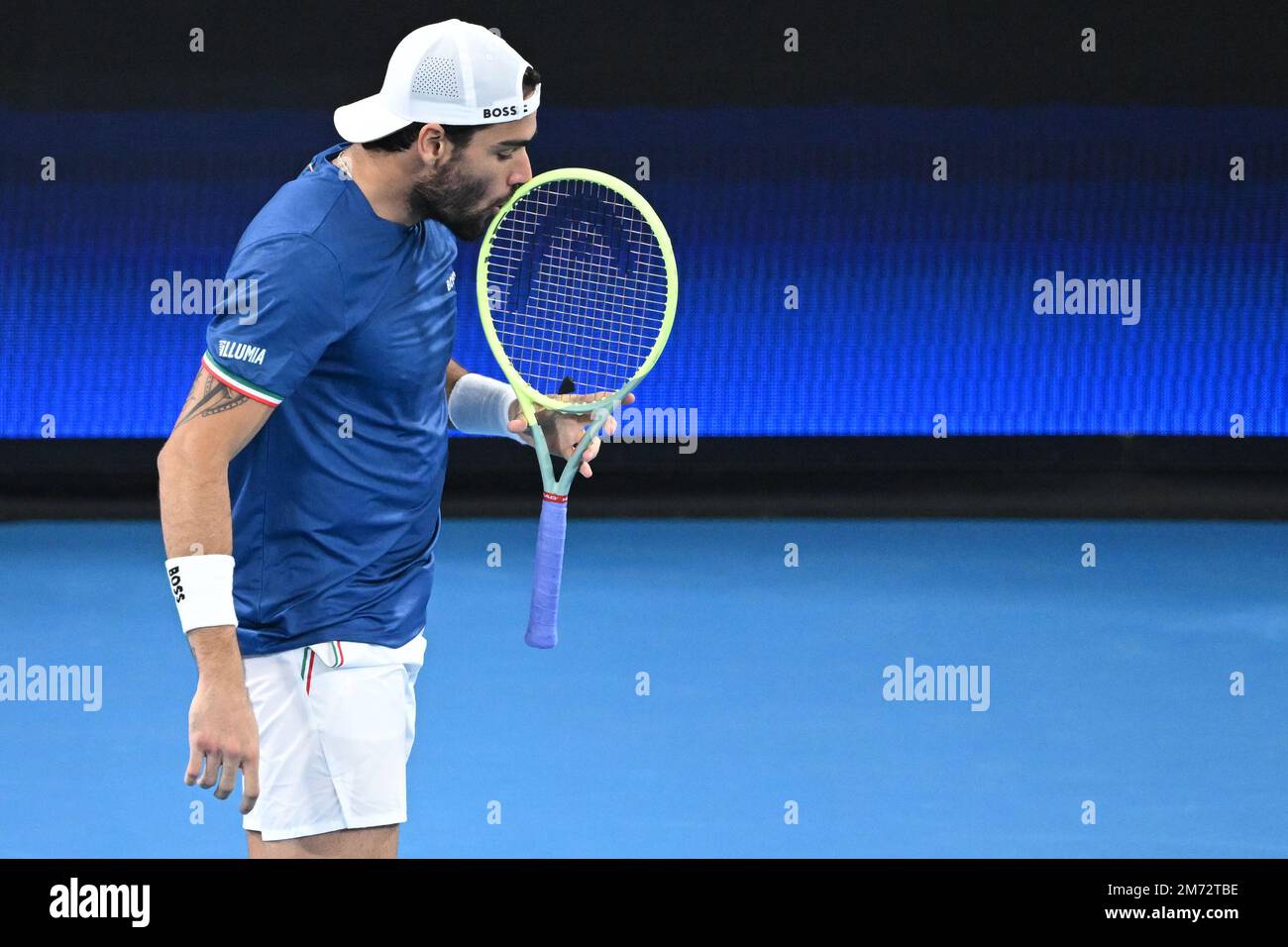Matteo Berrettini of Italy reacts during his match against Matteo Berrettini of Italy during the ...