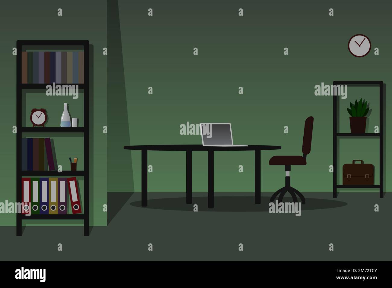 Empty office at night interior Stock Vector Images - Alamy