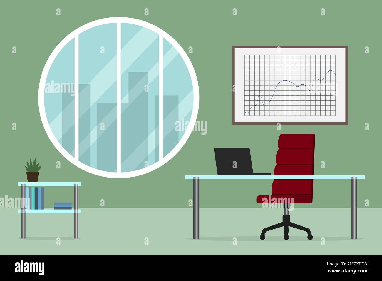 Interior of empty office room with round window. Vector Stock Vector ...
