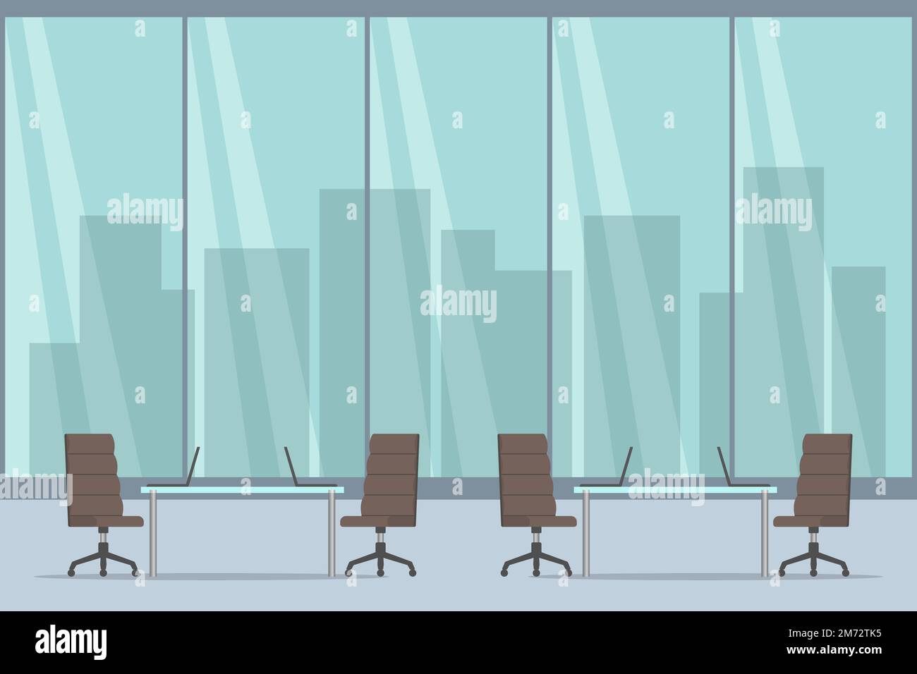 Interior of empty office room with large window. Vector Stock Vector ...