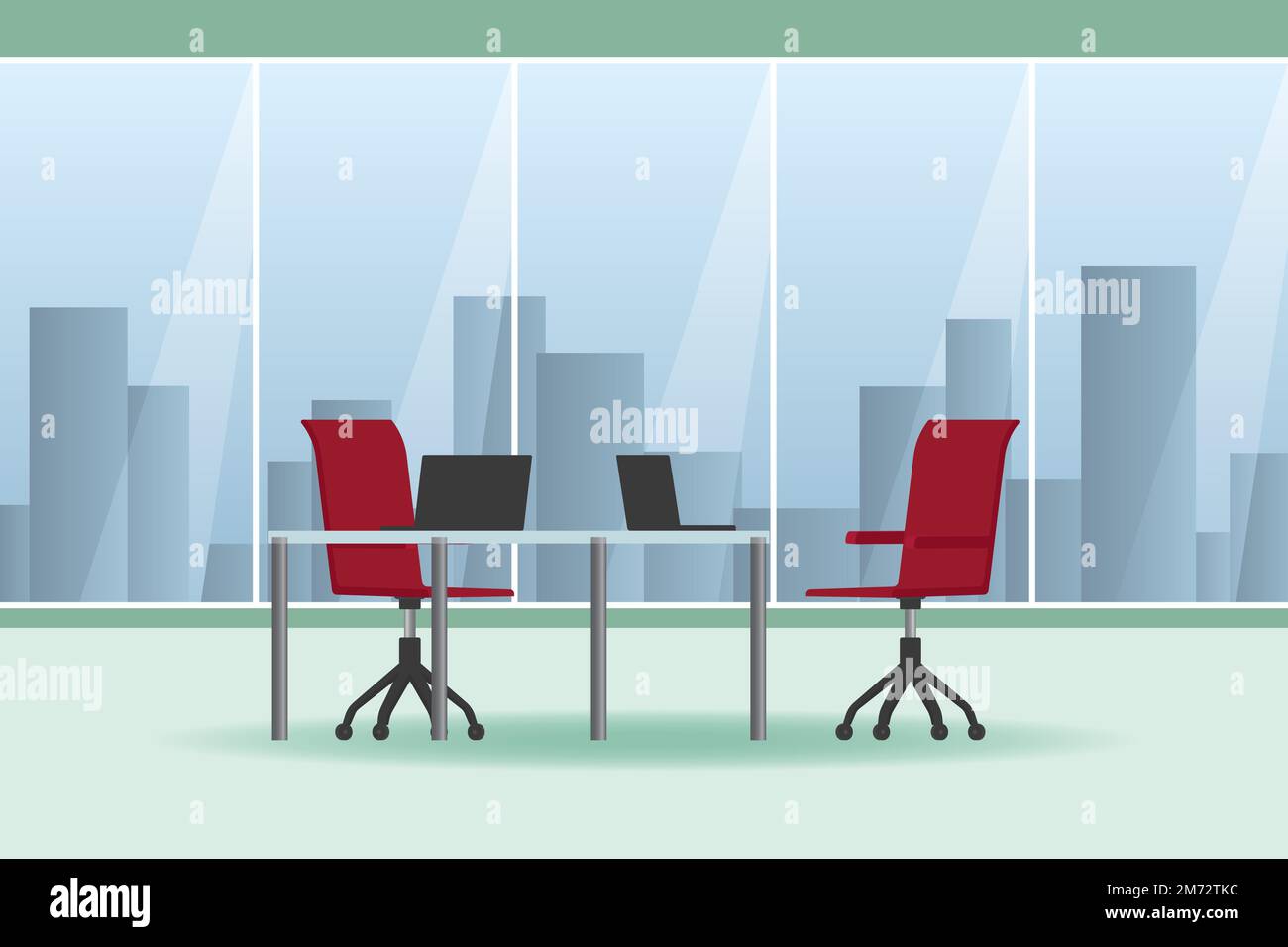 Office interior. Table, laptops and two chairs. Vector Stock Vector ...