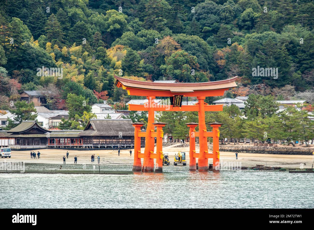 The fifty-foot tall vermilion otorii gate ("great gate") of Itsukushima ...