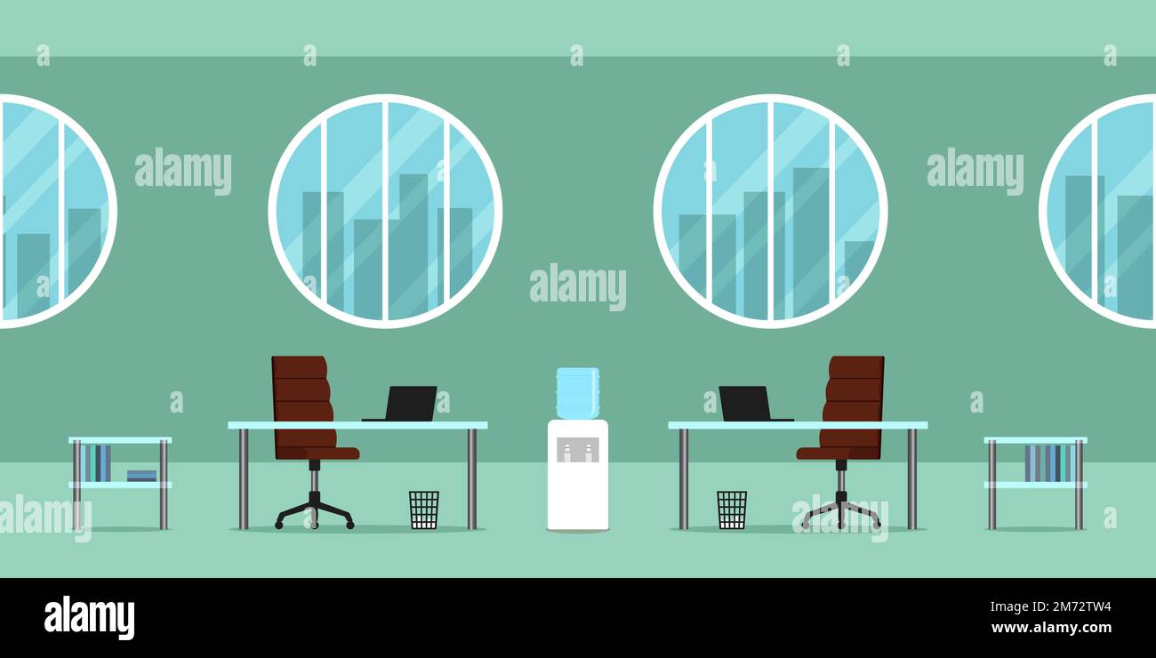 Interior of empty office room with round windows. Vector Stock Vector ...