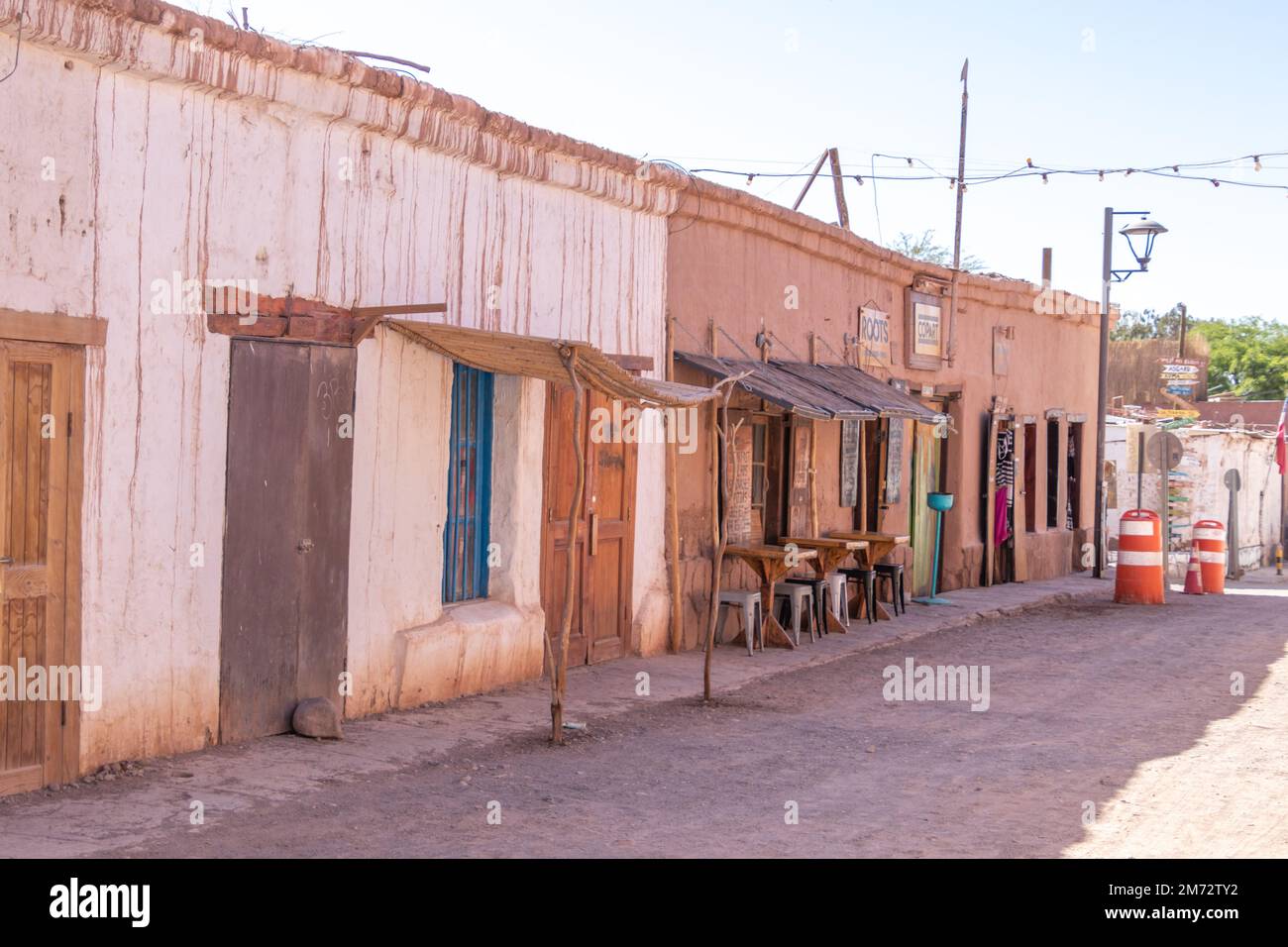 Paved streets of San Pedro de Atacama, the only oasis in Atacama desert ...