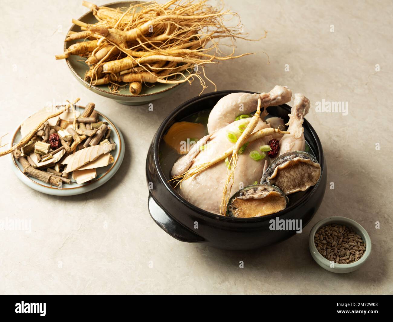 samgyetang,Ginseng Chicken Soup with Abalones Stock Photo - Alamy